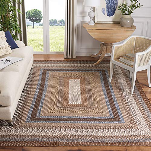 SAFAVIEH Braided Collection 4' x 6' Brown/Multi BRD313A Handmade Country Cottage Reversible Area Rug