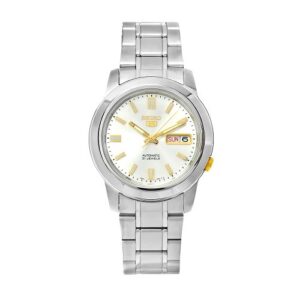 seiko men's snkk09k1s stainless-steel analog with white dial watch