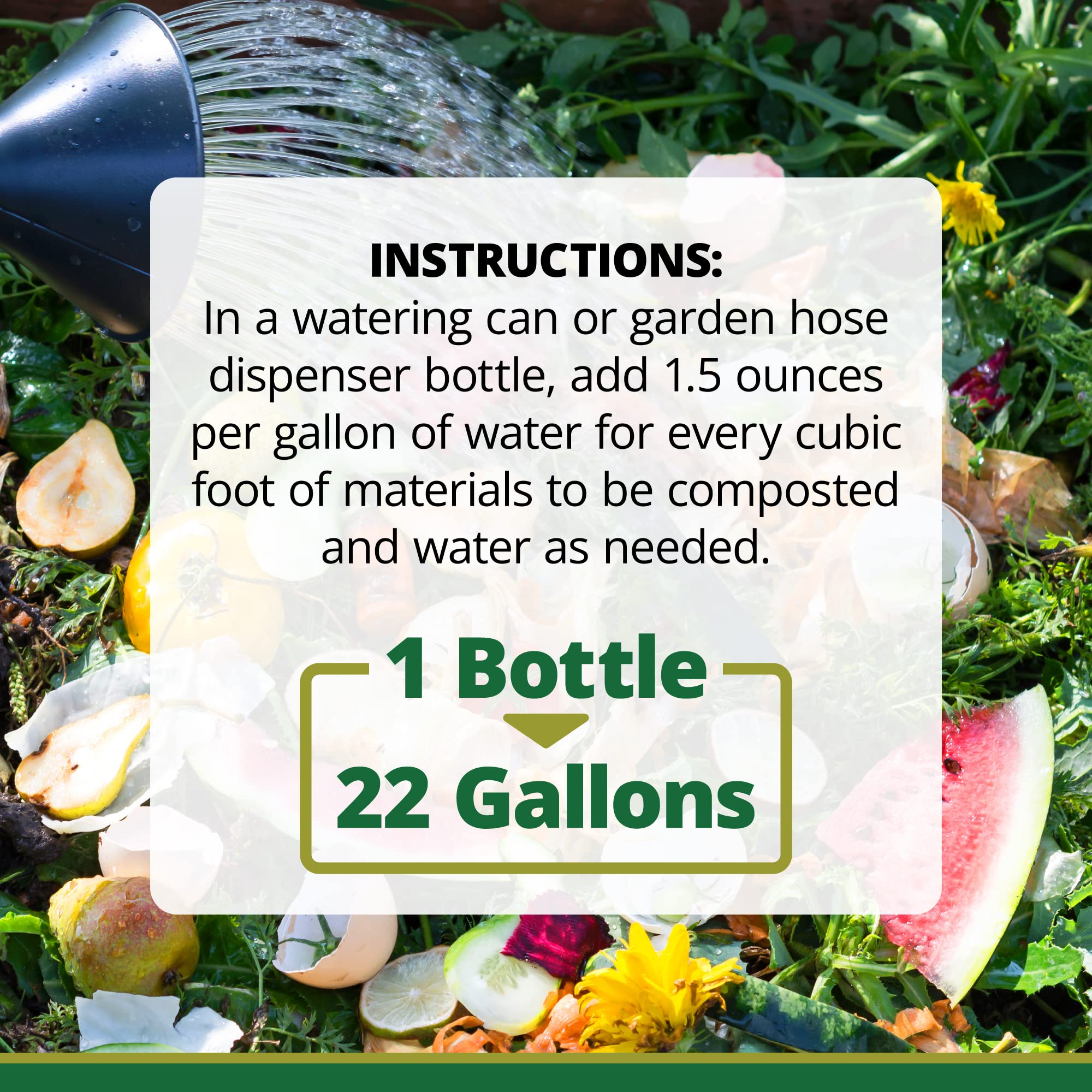 TeraGanix Compost Accelerator, Reduce Odors, Liquid Compost Starter Concentrate (1 Bottle = 22 Gallons), USDA Organic, Reduce Composting Time, 1 Quart (32 Ounces)