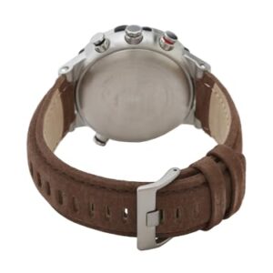 Timex Men's T2N721 Intelligent Quartz Compass Tide Temperature Silver Case Brown Strap Watch