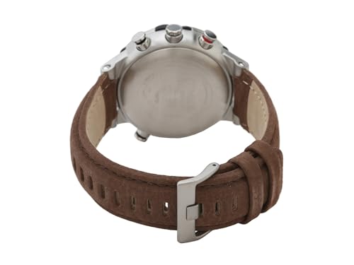 Timex Men's T2N721 Intelligent Quartz Compass Tide Temperature Silver Case Brown Strap Watch