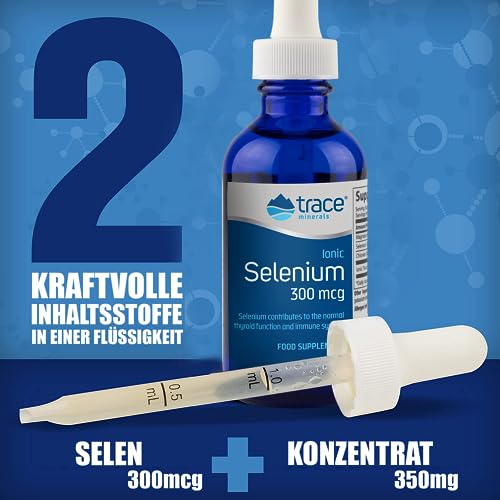 Trace Minerals | Liquid Ionic Selenium 300 mcg Dietary Supplement | Antioxidant, Supports Immunity, Thyroid Health | Vegan, Gluten Free, Non-GMO | 2 fl oz (1 pack), 48 servings