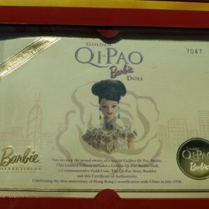 Barbie Hong Kong 1998 Anniversary Edition Golden Qi-Pao with Commemorative Gold Coin, Certificate of Authenticity and Qi-Pao Story (Limited Edition 1998) Rare