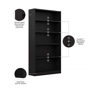 Bush Furniture Universal Tall 5 Shelf Bookcase, Black