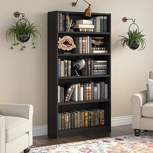 Bush Furniture Universal Tall 5 Shelf Bookcase, Black