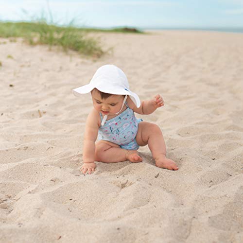 i play. by green sprouts Baby & Toddler Brim Sun Protection Hat | All-day UPF 50+ sun protection for head, neck, & eyes, White, 9-18 Months