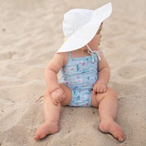 i play. by green sprouts Baby & Toddler Brim Sun Protection Hat | All-day UPF 50+ sun protection for head, neck, & eyes, White, 9-18 Months