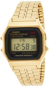 casio collection women's watch a159wgea, black/gold, 36.8 x 33.2 x 8.2 mm, bracelet (a159wgea-1ef)