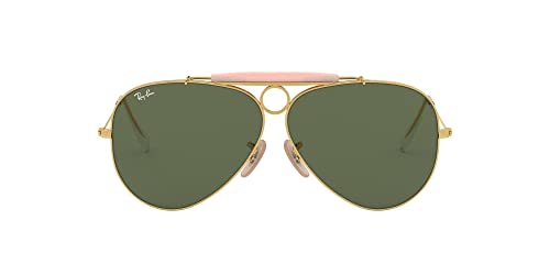 Ray-Ban RB3138 Shooter Aviator Sunglasses, Gold Blush/G-15 Green, 62 mm