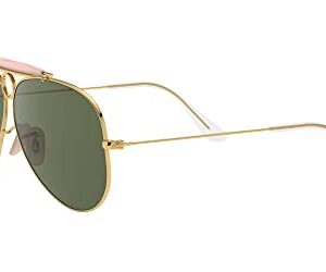 Ray-Ban RB3138 Shooter Aviator Sunglasses, Gold Blush/G-15 Green, 62 mm