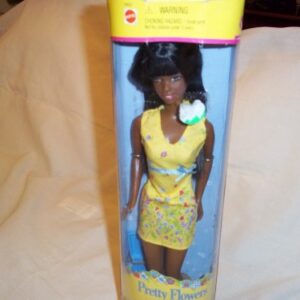 Barbie 24653 1999 Pretty Flowers Yellow Dress African American Doll