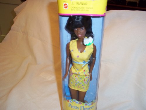 Barbie 24653 1999 Pretty Flowers Yellow Dress African American Doll