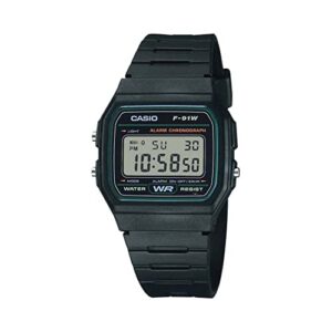 casio f-91w-3dg men's digital multi-function black rubber watch