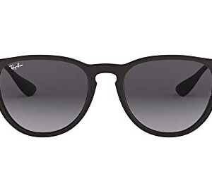 Ray-Ban RB4171 Erika Round Sunglasses, Rubber Black/Light Grey Gradient Dark Grey, 54 mm