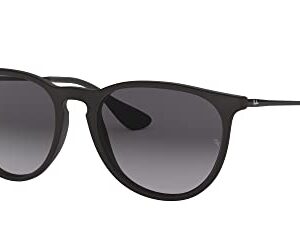 Ray-Ban RB4171 Erika Round Sunglasses, Rubber Black/Light Grey Gradient Dark Grey, 54 mm