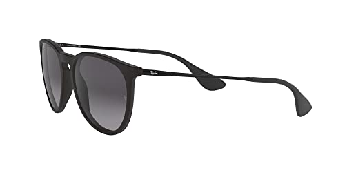 Ray-Ban RB4171 Erika Round Sunglasses, Rubber Black/Light Grey Gradient Dark Grey, 54 mm