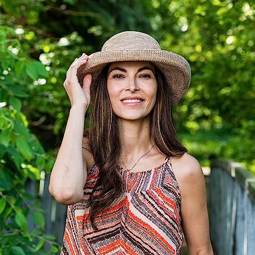 Wallaroo Hat Company Women’s Victoria Sun Hat – Packable Design and Adjustable Sizing for Medium Crown Sizes – Chic Style for Garden Parties, Beach Getaways and Outdoor Events (Mixed Camel)