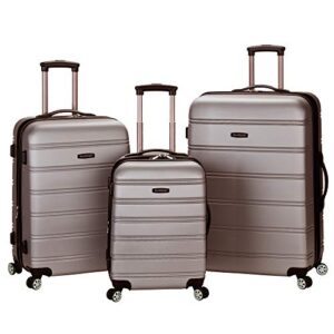 rockland melbourne hardside expandable spinner wheel luggage, silver, 3-piece set (20/24/28)