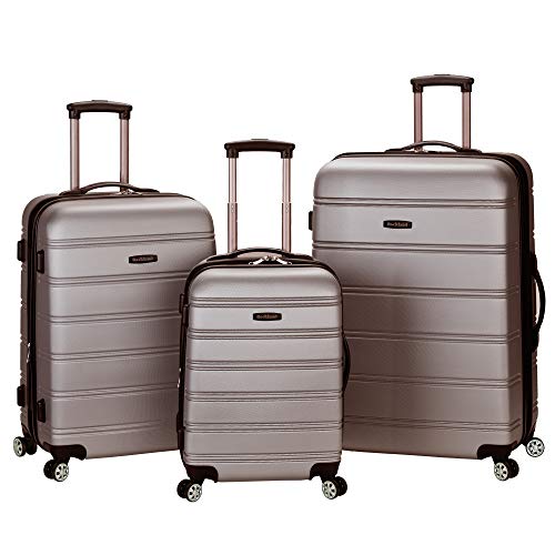 Rockland Melbourne Hardside Expandable Spinner Wheel Luggage, Silver, 3-Piece Set (20/24/28)