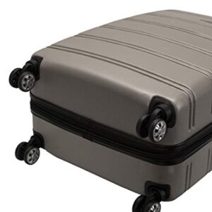 Rockland Melbourne Hardside Expandable Spinner Wheel Luggage, Silver, 3-Piece Set (20/24/28)