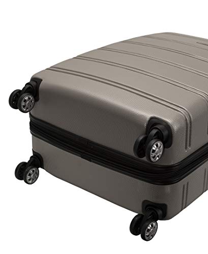 Rockland Melbourne Hardside Expandable Spinner Wheel Luggage, Silver, 3-Piece Set (20/24/28)