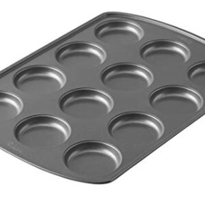 Wilton Perfect Results Premium Non-Stick Bakeware Muffin Top Pan - The Shallow Baking Cups Make Perfect Muffin Tops, Drop Cookies or Whoopie Pie Shells, 12-Cavity, Steel