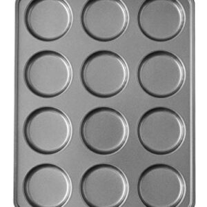 Wilton Perfect Results Premium Non-Stick Bakeware Muffin Top Pan - The Shallow Baking Cups Make Perfect Muffin Tops, Drop Cookies or Whoopie Pie Shells, 12-Cavity, Steel