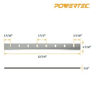 POWERTEC 12809 12-1/2 Inch Planer Blades for DeWalt DW733 Planer, Replacement Woodworking Planer Knives for DW7332, Set of 2