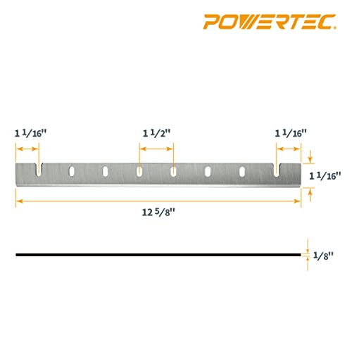 POWERTEC 12809 12-1/2 Inch Planer Blades for DeWalt DW733 Planer, Replacement Woodworking Planer Knives for DW7332, Set of 2