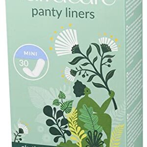 Natracare Natural Organic Mini Panty Liners, Made with Certified Organic Cotton, Ecologically Certified Cellulose Pulp and Plant Starch (1 Pack, 30 Liners Total)