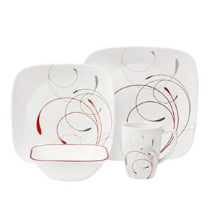 corelle square 16-piece dinnerware set, splendor, service for 4