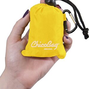 ChicoBag Original Compact Reusable Grocery Bag w/Attached Pouch and Carabiner Clip | Eco-Conscious Packable Tote | Variety 4pk - Mazarine, Aqua, Orange Peel, & Yellow (Pack of 4)