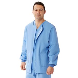 Medline AngelStat Unisex Snap-Front Warm-Up Scrub Jacket, Ciel Blue, Size Medium