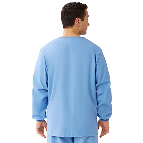 Medline AngelStat Unisex Snap-Front Warm-Up Scrub Jacket, Ciel Blue, Size Medium