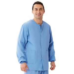 Medline AngelStat Unisex Snap-Front Warm-Up Scrub Jacket, Ciel Blue, Size Medium