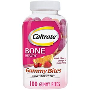 caltrate gummy bites 500 mg calcium and vitamin d supplement, black cherry, strawberry, orange - 100 count