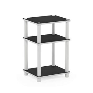 furinno just 3-tier turn-n-tube end table / side table / night stand / bedside table with plastic poles, 1-pack, white/white