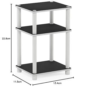 Furinno Just 3-Tier Turn-N-Tube End Table / Side Table / Night Stand / Bedside Table with Plastic Poles, 1-Pack, White/White