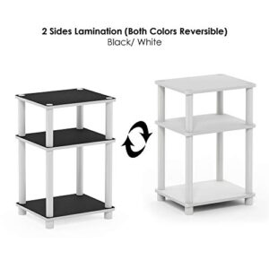 Furinno Just 3-Tier Turn-N-Tube End Table / Side Table / Night Stand / Bedside Table with Plastic Poles, 1-Pack, White/White