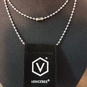 VENICEBEE Best Stainless Steel Ball Chain Medical Grade 316L Surgical Metal Long Dog-Tag ID Military Necklace 28" INCHES 2.4MM Wide Resizable Standard Chain 28 inch + Pouch HYPOALLERGENIC LEAD-FREE