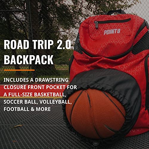 POINT3 POINT3 Basketball Backpack Road Trip 2.0, Bag with Drawstring for Soccer, Volleyball & More, Compartments for Shoes, Water, & Clothes, Water Resistant Equipment Bag, Unisex Sports Backpack - Red