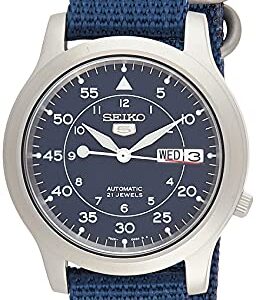 Men's SNK807 SEIKO 5 Automatic Stainless Steel Watch with Blue Canvas Band