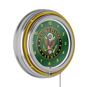 u.s. army symbol chrome double ring neon clock