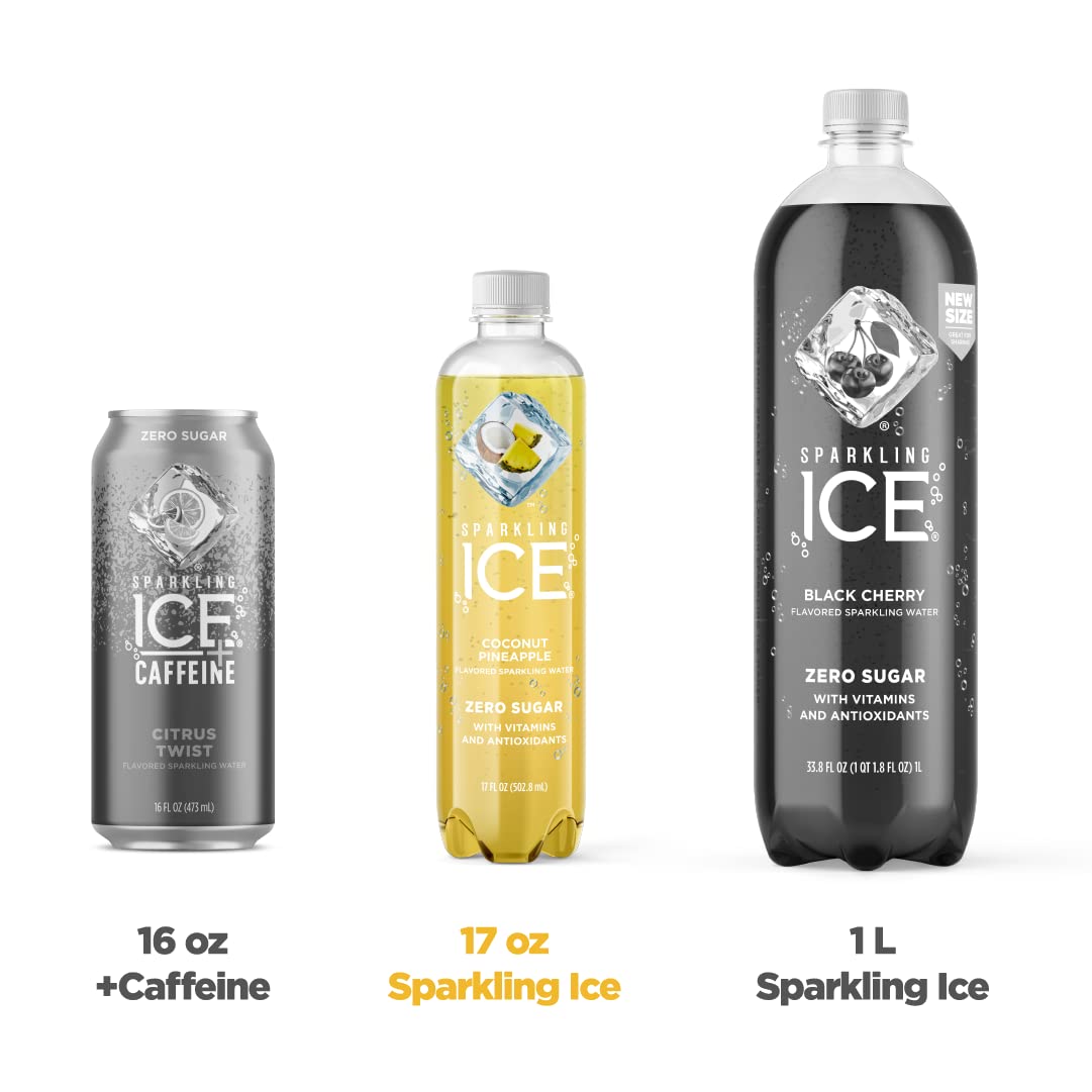 Sparkling Ice, Coconut Pineapple Sparkling Water, Zero Sugar Flavored Water, with Vitamins and Antioxidants, Low Calorie Beverage, 17 fl oz Bottles (Pack of 12)