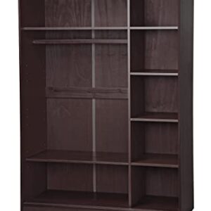 Palace Imports 100% Solid Wood Wardrobe/Armoire/Closet with 3 Sliding Louvered Doors, Java. 5 Shelves Included. Additional Large Shelves Sold Separately.