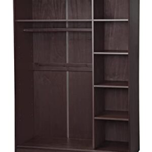 Palace Imports 100% Solid Wood Wardrobe/Armoire/Closet with 3 Sliding Louvered Doors, Java. 5 Shelves Included. Additional Large Shelves Sold Separately.