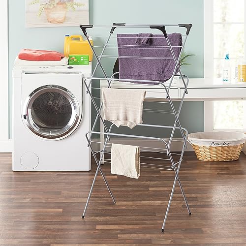 Home Basics Metal Rack for Hanging (Silver) Clothes Dryer, 3-Tier [Misc.], Grey