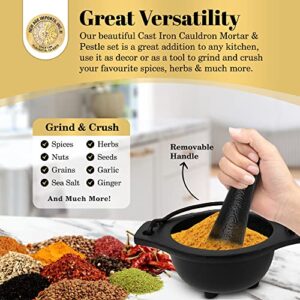 Cast Iron Cauldron Mortar and Pestle Set