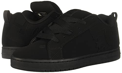 DC Men's Court Graffik Skate Shoe, Black/Black/Black, 12 M US