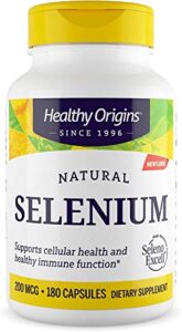 healthy origins seleno excell selenium, 200 mcg - selenium supplement for bladder support - selenium pill for immune system and cellular health - trace mineral supplement - 180 capsules